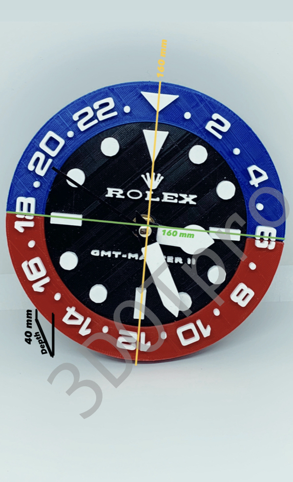 3D-Datei Wall clock ROLEX GMT Master II・Design für 3D-Drucker zum herunterladen・Cults